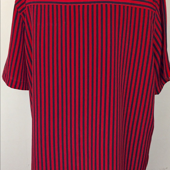 Tops | Womens Red Striped Button Down Shirt | Poshmark